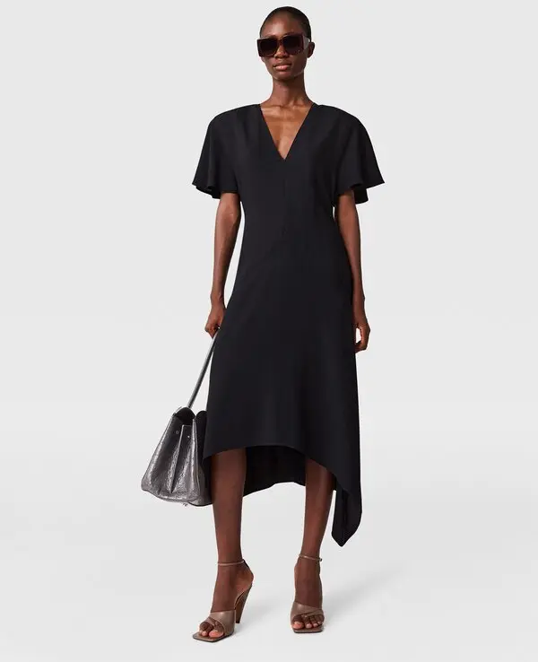 Stella McCartney V-neck Short-sleeve Satin Midi Dress - Black