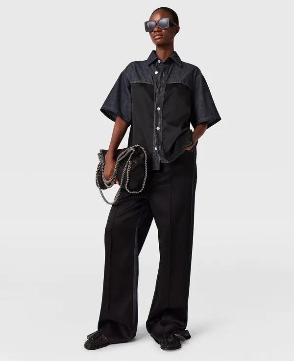 Stella McCartney Wide-leg Satin-panel Denim Jeans
