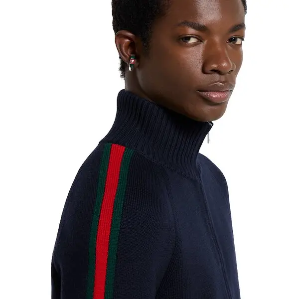 Gucci Woven Stitch Knit Wool Zip Jacket