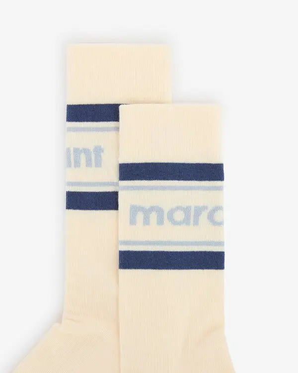 Isabel Marant Donna Mid-calf Socks - Ecru/blue