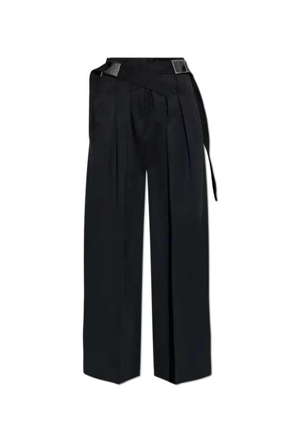 Attico Wide-leg Wool Trousers - Black