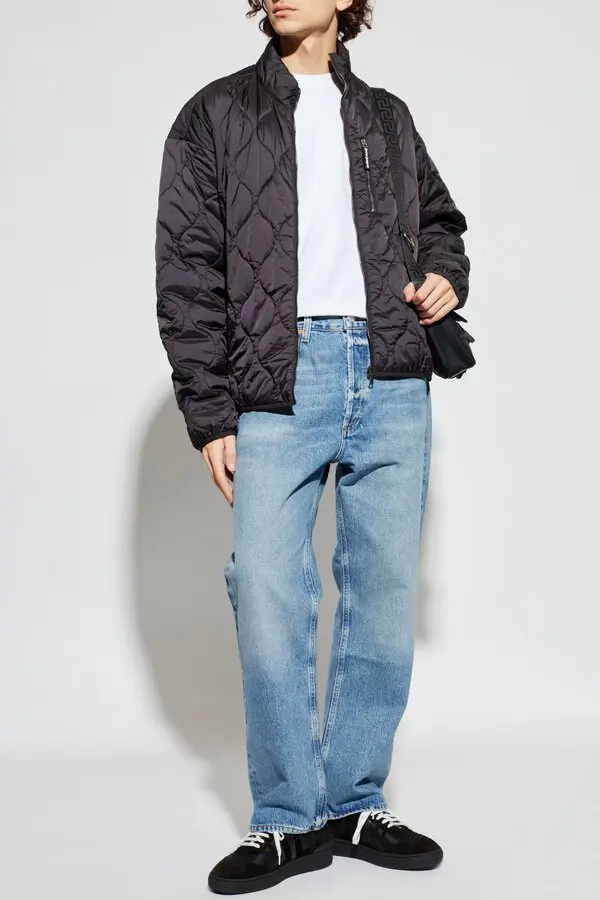 Palm Angels Quilted Jacket With Stand-up Collar - Black