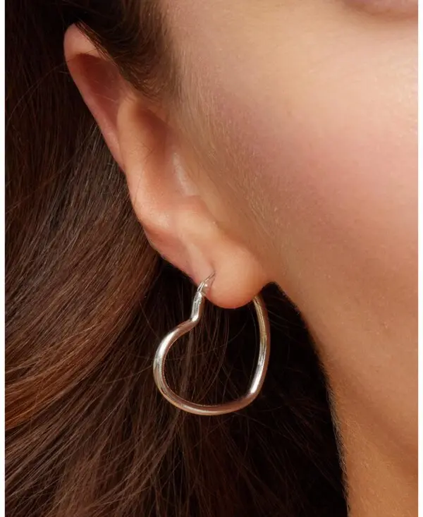 ORADINA Sterling Sweetheart Hoop Earrings