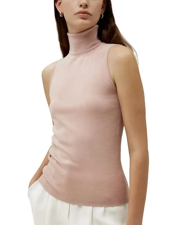 Lilysilk Sleeveless Turtleneck Top - Pink