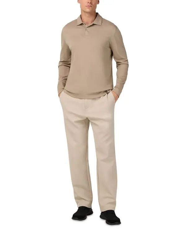 Boggi Milano Pima Interlock Long Sleeve Polo - Taupe