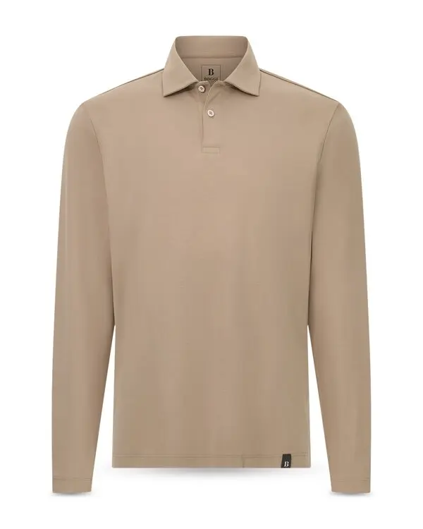 Boggi Milano Pima Interlock Long Sleeve Polo - Taupe