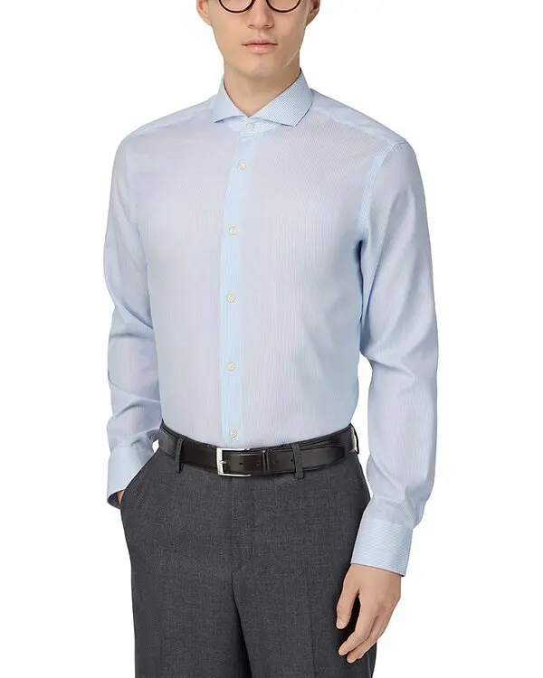 Boggi Milano Non-iron Dobby Naples Collar Dress Shirt