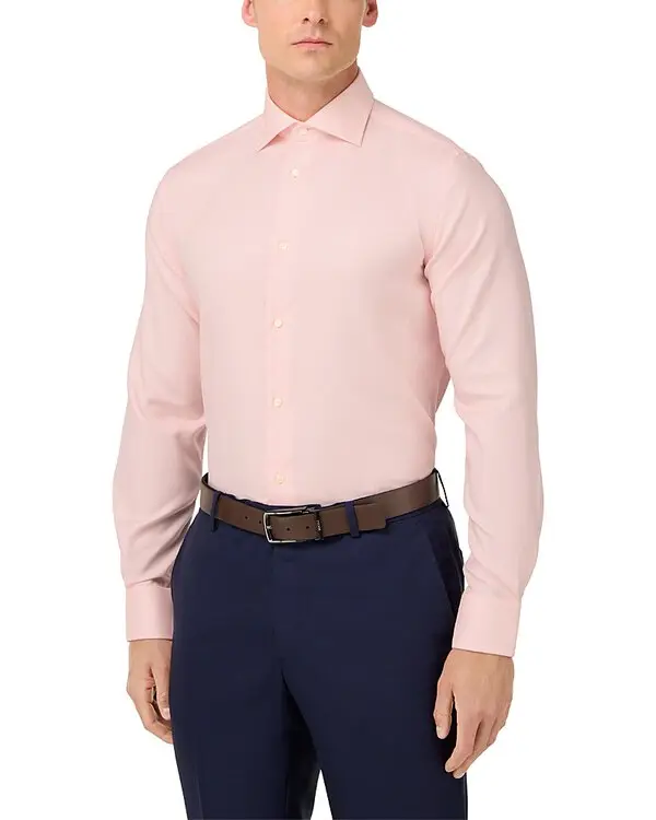 Boggi Milano Non-iron Dobby Windsor Collar Dress Shirt - Pink