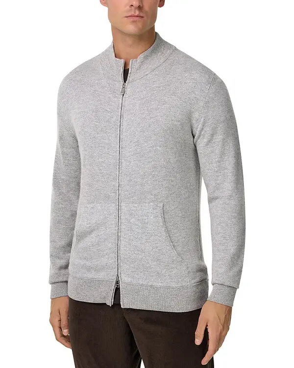 Boggi Milano Zip Front Sweater With Ribbed Details