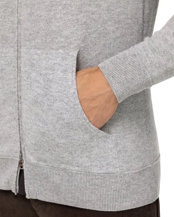 Boggi Milano Zip Front Sweater With Ribbed Details