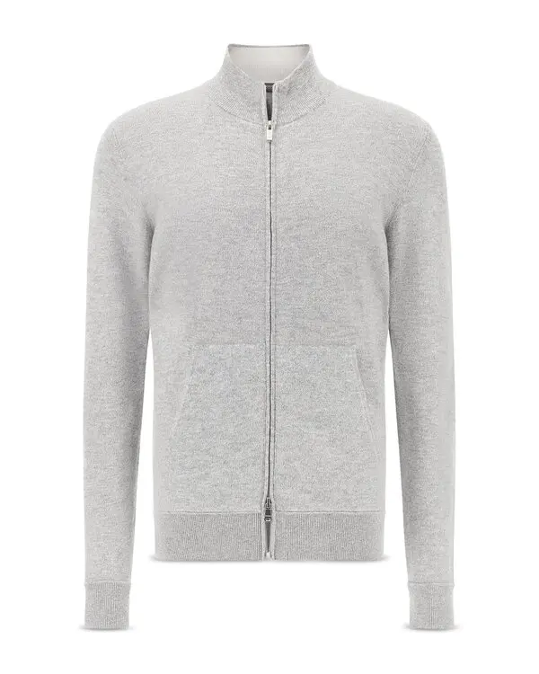 Boggi Milano Zip Front Sweater With Ribbed Details