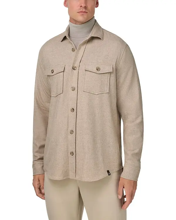 Boggi Milano Oversized Flannel Overshirt - Sand