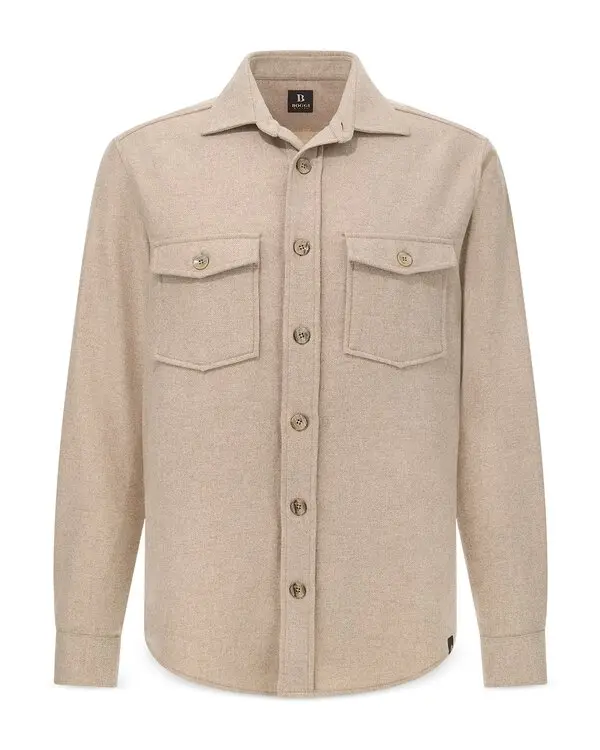 Boggi Milano Oversized Flannel Overshirt - Sand