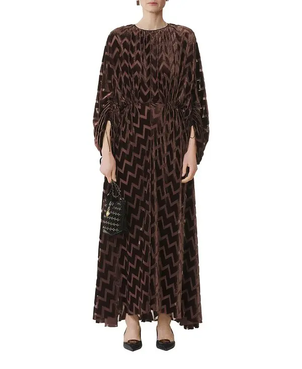 LANVIN Devore Velvet Maxi Dress - Mocha