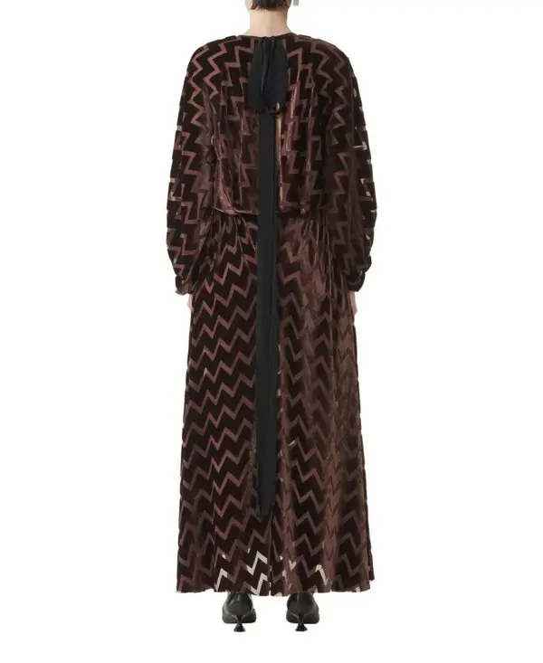 LANVIN Devore Velvet Maxi Dress - Mocha