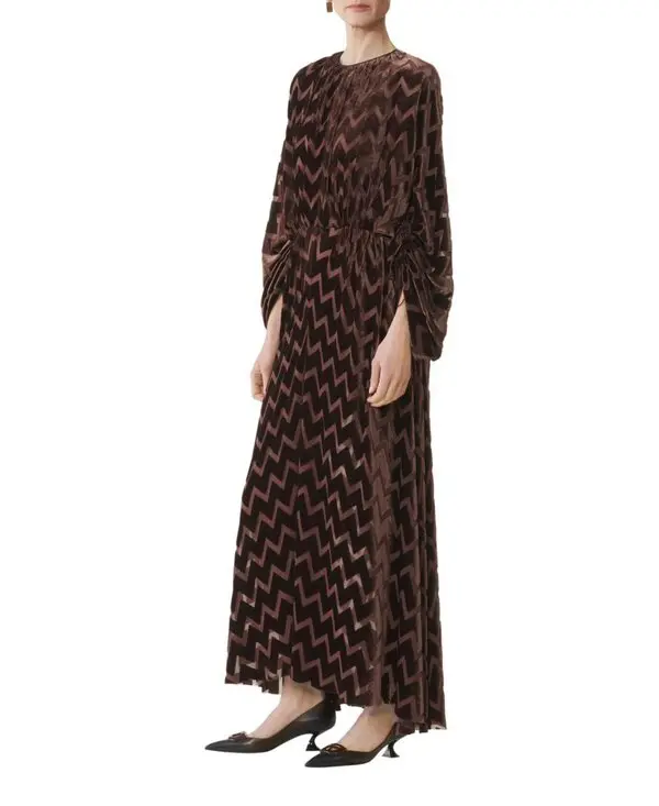 LANVIN Devore Velvet Maxi Dress - Mocha