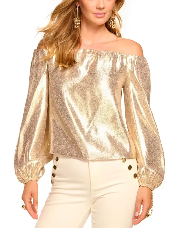 Ramy Brook Esther Metallic Silk-blend Top