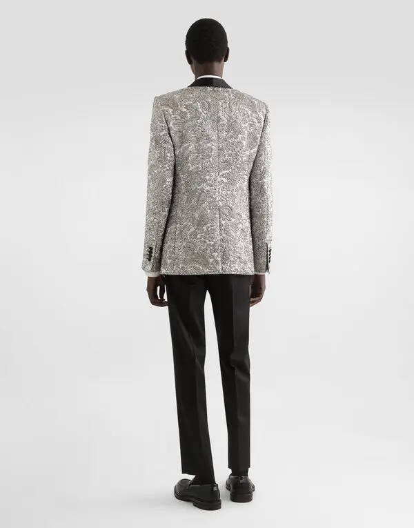 Dolce & Gabbana Floral Lamé Single-breasted Jacket - Silver
