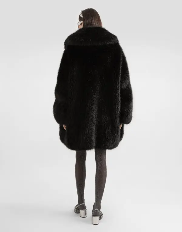 Dolce & Gabbana Fur-effect Overcoat - Black