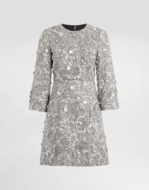 Dolce & Gabbana Floral Lamé Jacquard Dress With Embroidery