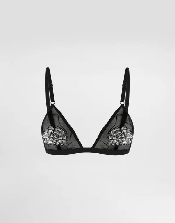 Dolce & Gabbana Tulle And Lace Bra - Black
