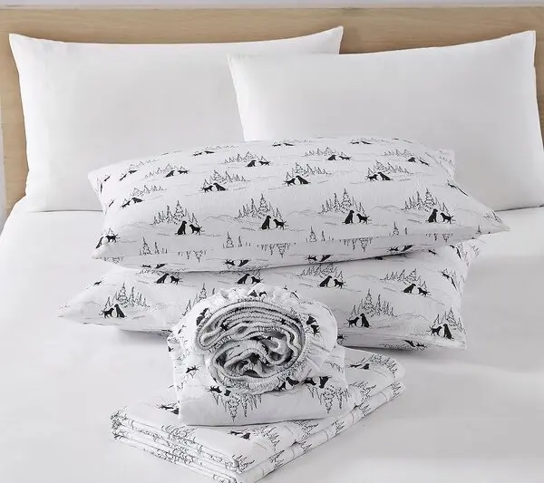 Eddie Bauer Dog Friends White Cotton King Sheet Set