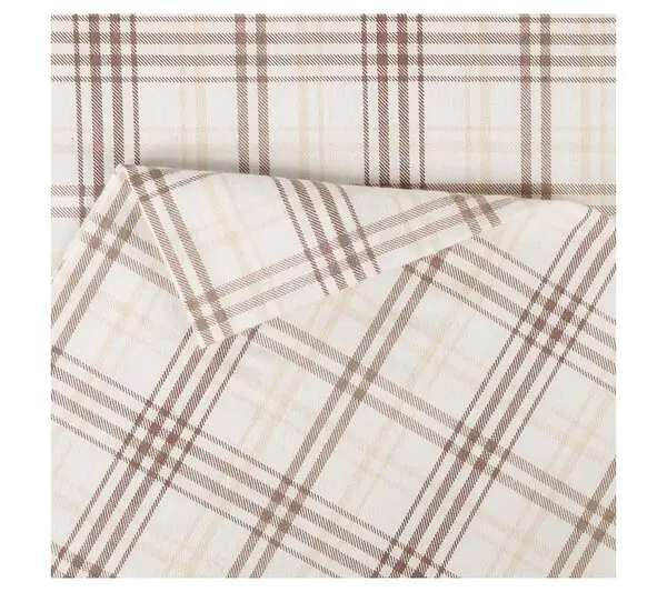 SUPERIOR Plaid Flannel Cotton Sheet Set, King