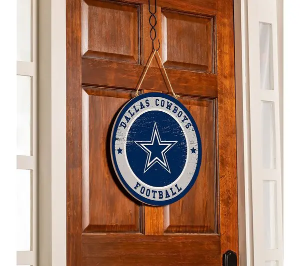 EVERGREEN Nfl Team Wood Round Door Sign With Ha Nging Rope, 18 - One-color