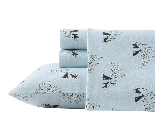 Eddie Bauer Dog Friends Blue Cotton King Sheet Set - One-color