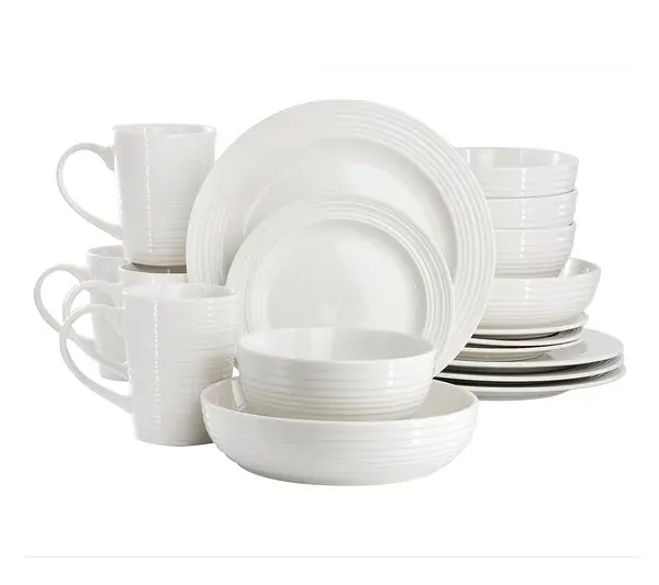 ELAMA Nikki 18 Piece Ribbed Porcelain Dinnerwar E Set - One-color