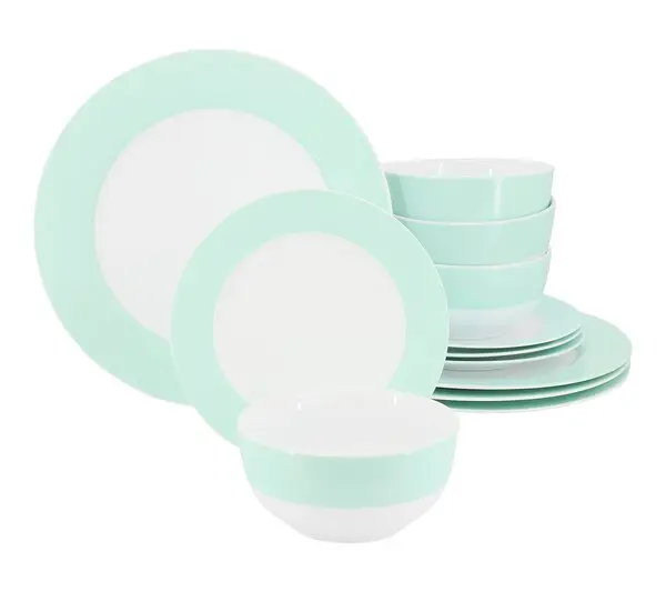 MARTHA STEWART 12 Piece Banded Fine Ceramic Din Nerware Set - One-color