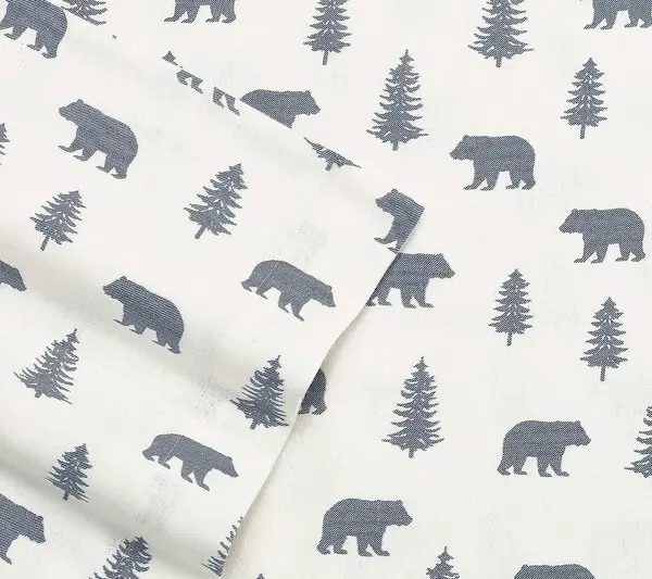 Eddie Bauer Bears And Trees Blue Cotton Full Sh Eet Set
