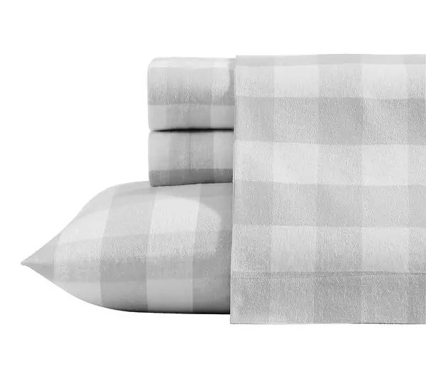 Eddie Bauer Lakehouse Plaid Grey Cotton Full Sh Eet Set - One-color