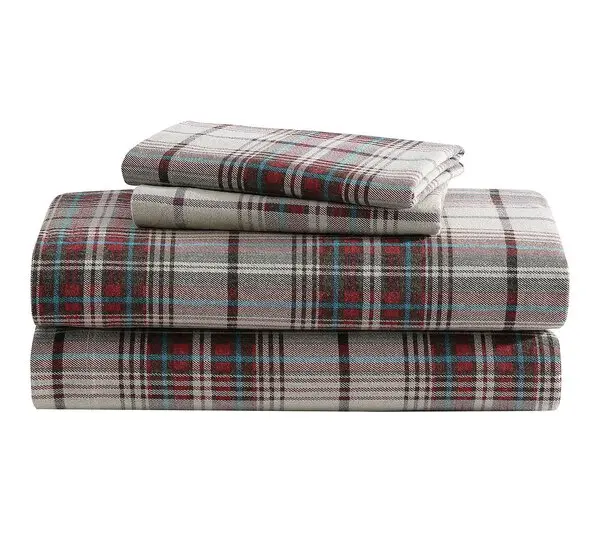 Eddie Bauer Montlake Plaid Red Cotton King Shee T Set - One-color