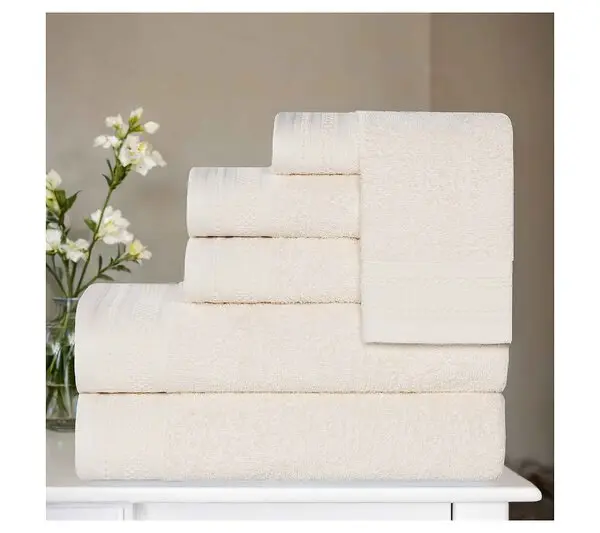 SUPERIOR Honeycomb Waffle Border Cotton 6-piece Towel Set - One-color