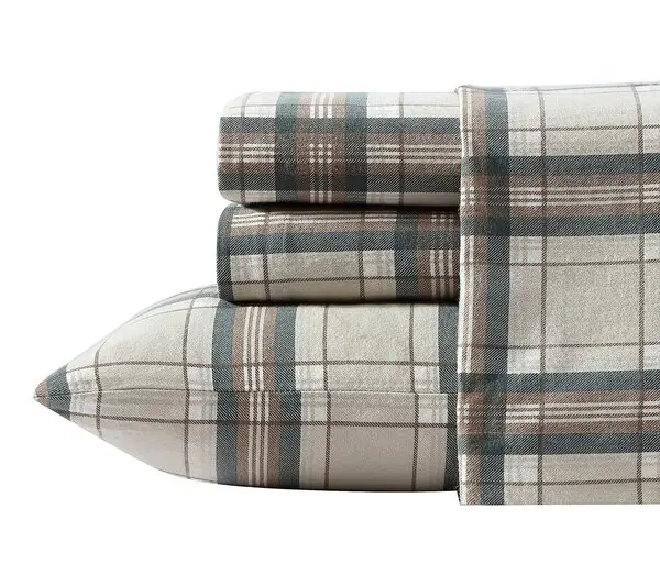 Eddie Bauer Edgewood Plaid Green Cotton Full Sh Eet Set - One-color