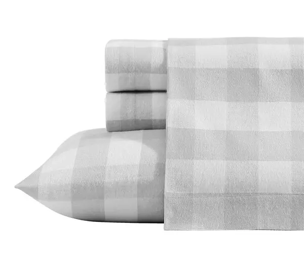 Eddie Bauer Lakehouse Plaid Grey Cotton Twin Sh Eet Set - One-color