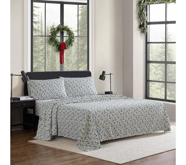 Eddie Bauer Deer Camp Green Cotton Flannel Full Sheet Set