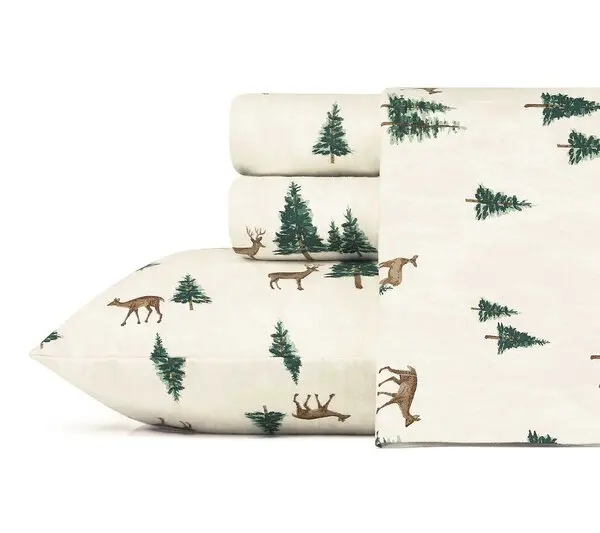 Eddie Bauer Deer Hollow Beige Cotton King Sheet Set - One-color
