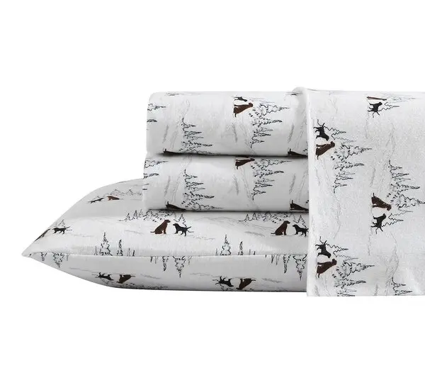 Eddie Bauer Dog Friends White Cotton Twin Sheet Set - One-color