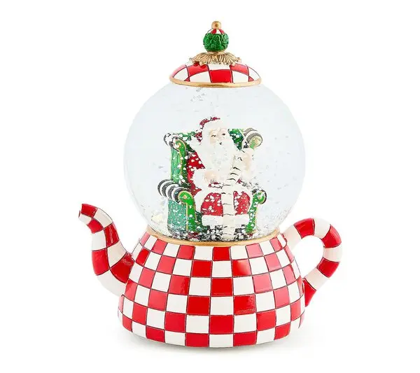 MACKENZIE-CHILDS Check It Out Santa Cherry Check Globe