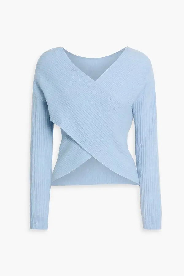 Naadam Coasta Wrap-effect Ribbed Cashmere Sweater - Light Blue