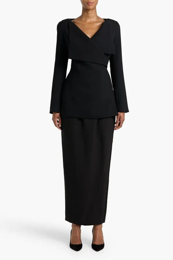 Gabriela Hearst Keir Wool-crepe Wrap Jacket