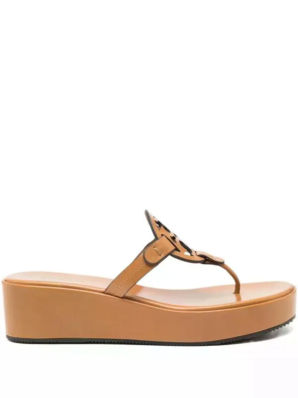 Tory Burch 25mm Miller Wedge Sandals - Brown