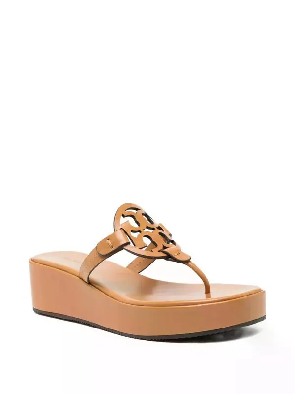 Tory Burch 25mm Miller Wedge Sandals - Brown