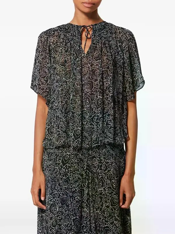 MARANT ETOILE Neslya Printed Blouse - Black