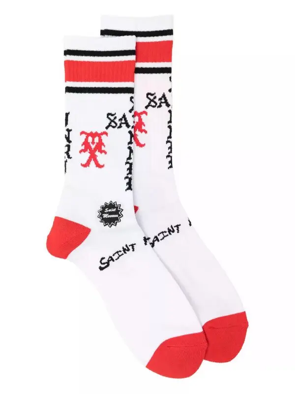 SAINT MXXXXXX All-over Graphic Print Socks - White