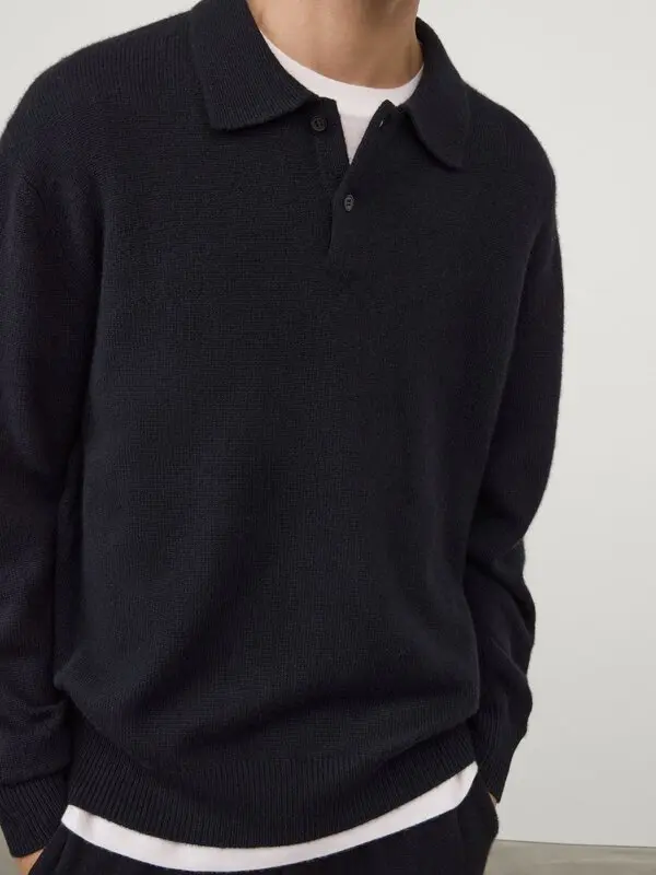 LISA YANG STORE Rufus Cashmere Polo Sweater - Black