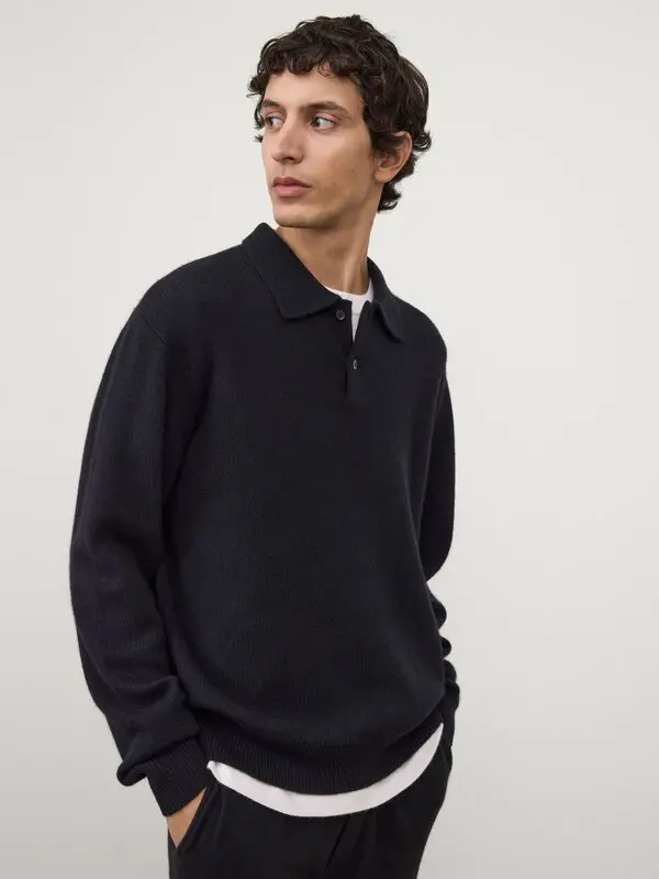 LISA YANG STORE Rufus Cashmere Polo Sweater - Black