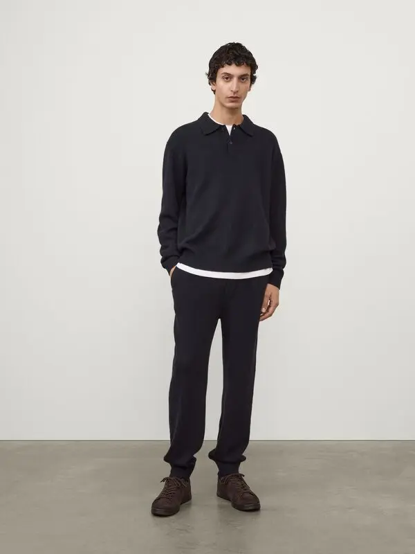LISA YANG STORE Rufus Cashmere Polo Sweater - Black